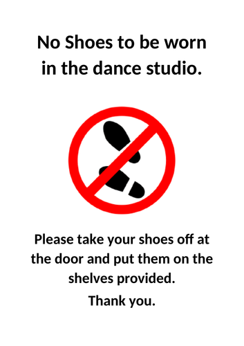 No Shoes in The Dance Studio Poster | Teaching Resources