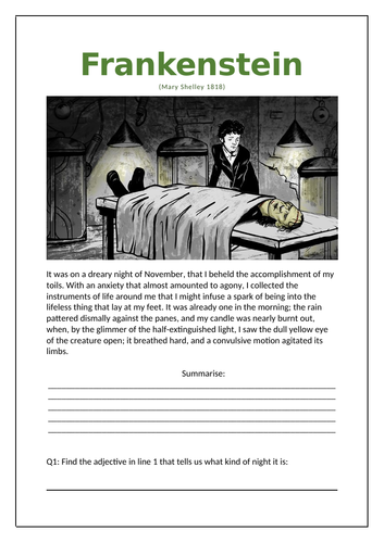 19th Century Frankenstein Workbook | Teaching Resources