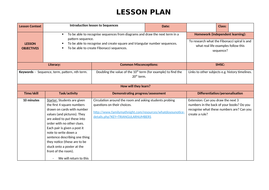 Special Sequences Introduction Lesson | Teaching Resources