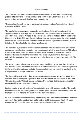 [GCSE + IGCSE] TCP/IP Revision Tasks | Teaching Resources