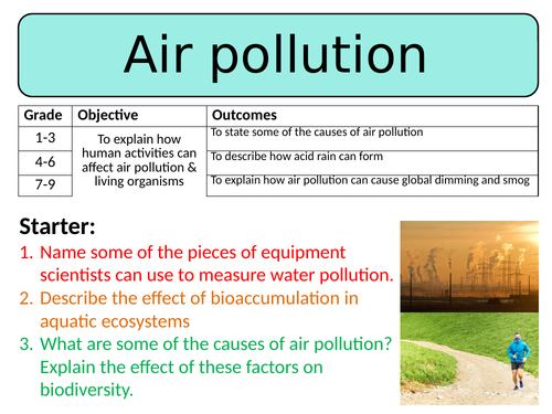NEW AQA GCSE Trilogy (2016) Biology - Air Pollution | Teaching Resources
