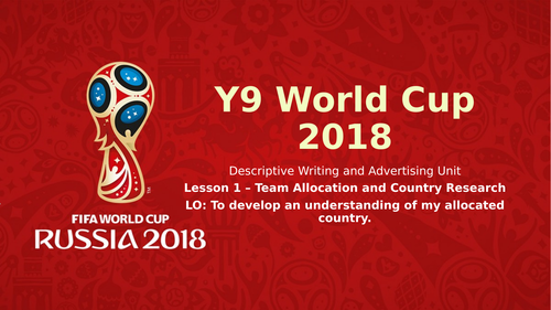 World Cup 2018 Russia - Writing to Describe Unit | Teaching Resources