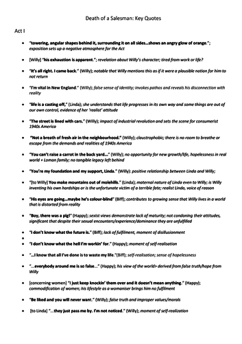 AQA English Literature B Death of a Salesman Key Quotes (doc ...