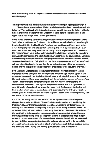 An Inspector Calls essay | Teaching Resources