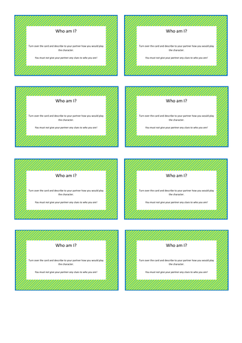 Who am I? Card Game | Teaching Resources