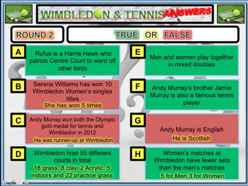 Wimbledon Tennis Quiz | Teaching Resources