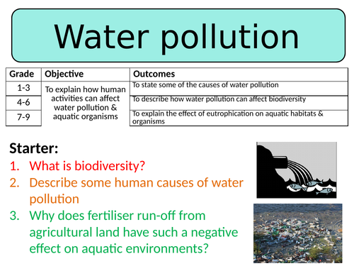 NEW AQA GCSE Trilogy (2016) Biology - Water Pollution | Teaching Resources