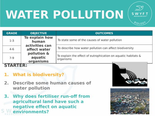 NEW AQA GCSE Trilogy (2016) Biology - Water Pollution | Teaching Resources
