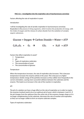 PAG 12 for Biology Alevel | Teaching Resources