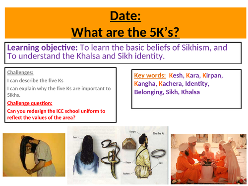 Power point to introduce the Sikh faith and the 5 K's. Complete with ...
