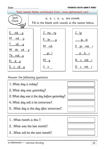 Name: Days of the week and months | Teaching Resources