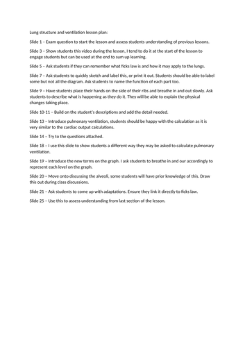 Lung structure and ventilation lesson. A Level Biology, AQA, 7401/7402 ...