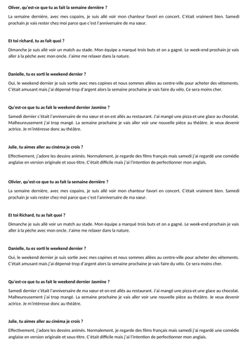 Le week-end dernier vs le week-end prochain | Teaching Resources