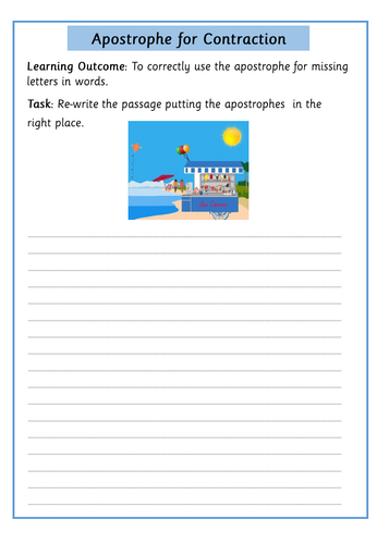 Apostrophe for Omission / Contraction Worksheets | Teaching Resources