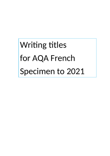 AQA French Writing exam titles | Teaching Resources