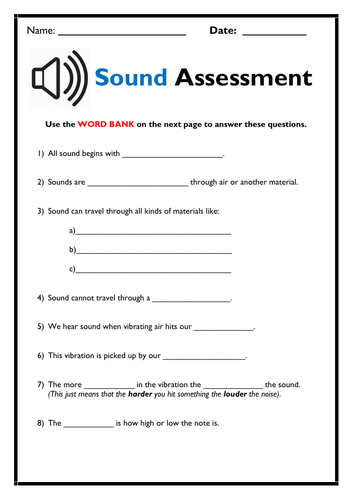 Sound & Vibration - End of Unit Assessment | Teaching Resources