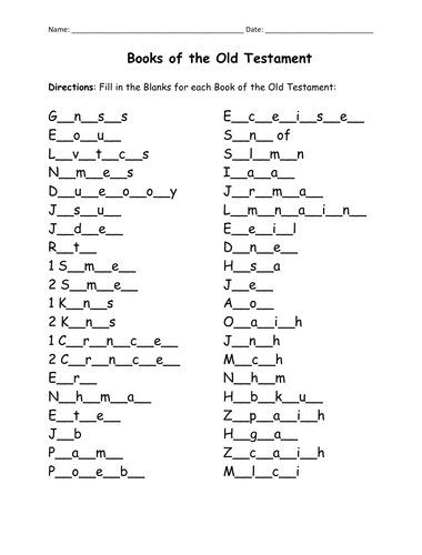 Books of the Old Testament - Fill in the Blanks | Teaching Resources