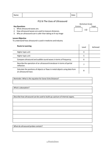 KS4 GCSE Physics AQA P12 6 The Uses of Ultrasound Lesson Bundle ...