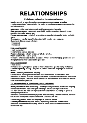 Relationships - AQA A-Level Psychology | Teaching Resources