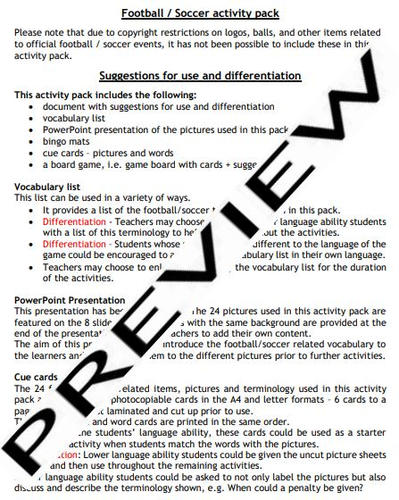 French Soccer Football Activity Pack | Teaching Resources