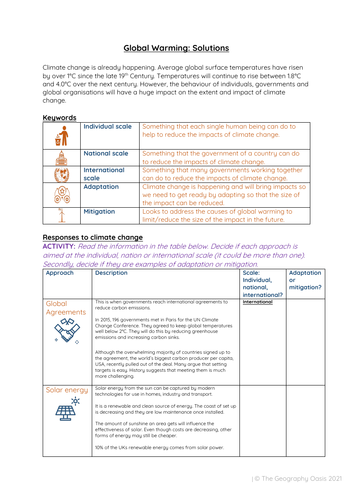 Global Warming Solutions | Teaching Resources