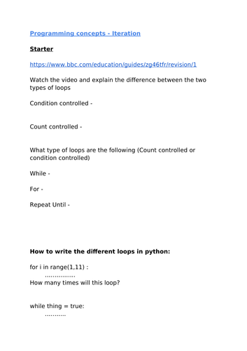 IGCSE computer science programming worksheets | Teaching Resources IGCSE computer science programming worksheets | Teaching Resources