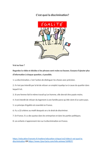 A Level French - discrimination video | Teaching Resources