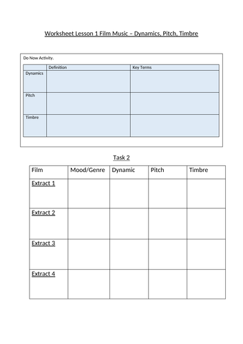 GCSE Film Music - Exploring the musical elements through Film Music ...