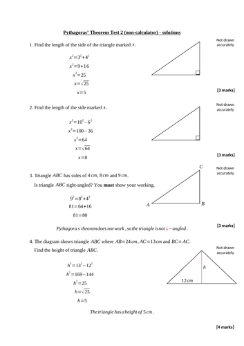 Pythagoras' theorem test x18 (new GCSE 9-1 maths) | Teaching Resources