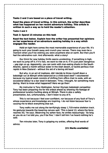 CCEA GCSE English Language: Travel Writing | Teaching Resources