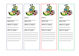 Book recommendation bookmarks | Teaching Resources