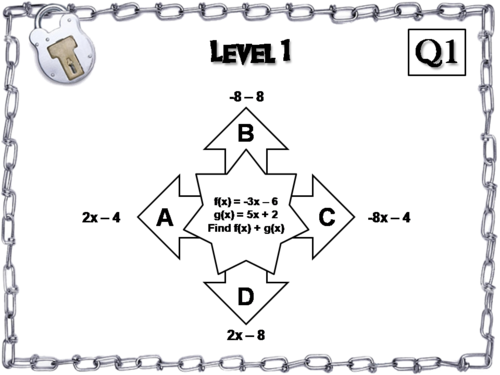 Function Operations Activity: Escape Room Math | Teaching Resources