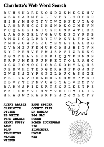 Charlottes Web Word Search and Color | Teaching Resources
