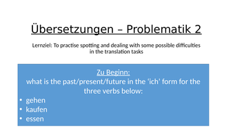German GCSE translation practice (translation pitfalls) | Teaching ...