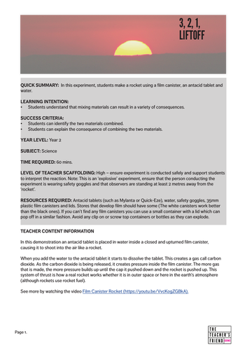 3, 2, 1 Lift-Off | Teaching Resources