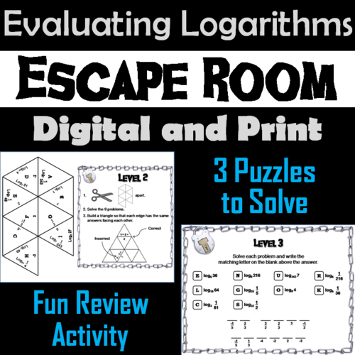 Evaluating Logarithms Activity: Escape Room Math | Teaching Resources Evaluating Logarithms Activity: Escape Room Math | Teaching Resources