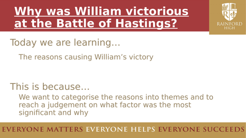 Why did William win at Hastings? Suitable for AQA 8145 Normans and KS3 ...