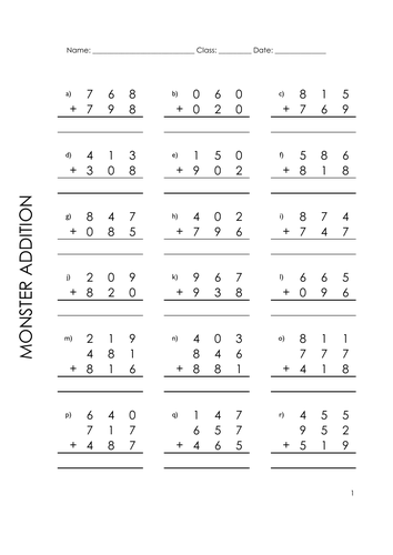 Triple Digit Addition Worksheets Volume One | Teaching Resources