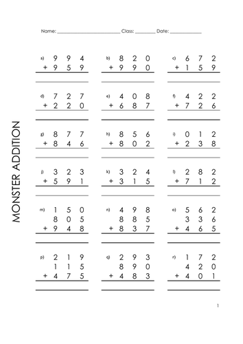 Triple Digit Addition Worksheets Volume One | Teaching Resources