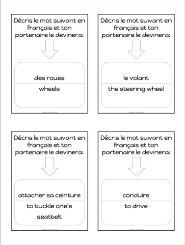La voiture - Cars and driving - French themed conversation questions ...