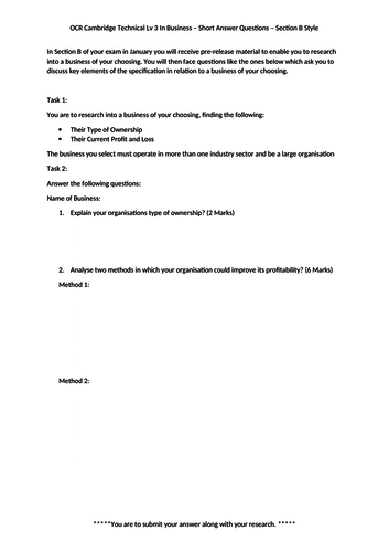 OCR Cambridge Technical Level 3 in Business - Unit 1 - Business ...