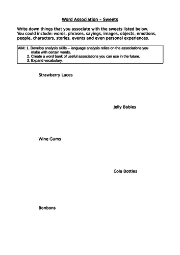 24x Word Association Warm-Up Tasks Language Analysis Pack 3 | Teaching ...