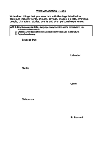 24x Word Association Warm-Up Tasks Language Analysis Pack 3 | Teaching ...