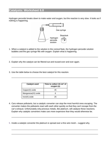 2019 GCSE AQA Chemistry unit 6: Rates of Reaction: Catalysts | Teaching ...