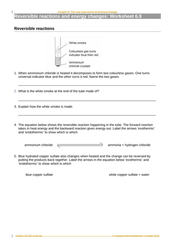 2019 GCSE AQA Chemistry unit 6: Rates of Reaction: Reversible reactions ...