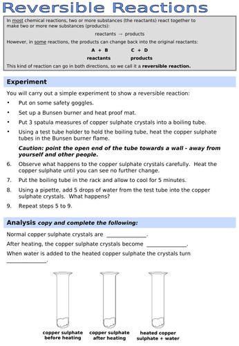 2019 GCSE AQA Chemistry unit 6: Rates of Reaction: Reversible reactions ...