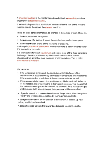 2019 GCSE AQA Chemistry unit 6: Rates of Reaction: Equilibrium ...