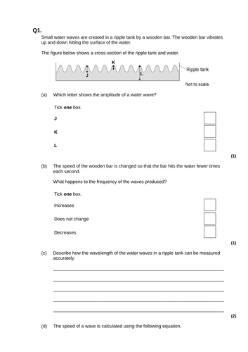 2019 AQA GCSE Physics Waves Describing Waves | Teaching Resources 2019 AQA GCSE Physics Waves Describing Waves | Teaching Resources