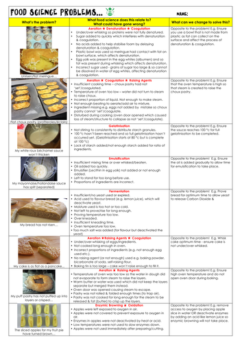 Food Science Problems/Mistakes REVISION/COVER lesson | Teaching Resources