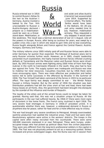 OCR: Russia and its Rulers (1855-1964) - Unit 5 Impact of War ...